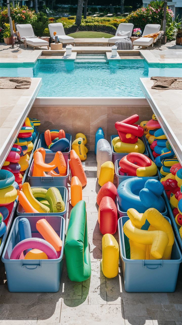 15 Innovative Pool Float Storage Ideas for a Neat and Tidy Pool Area ...